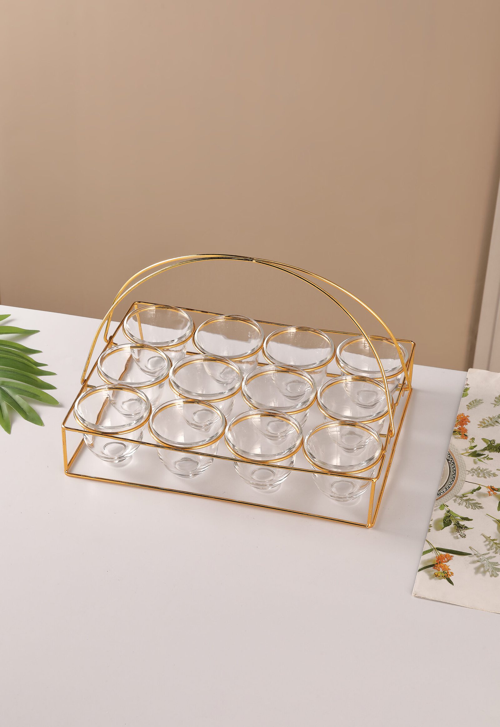 12pcs Cawa Cup Set with Stylish Storage Stand - HomeKraft